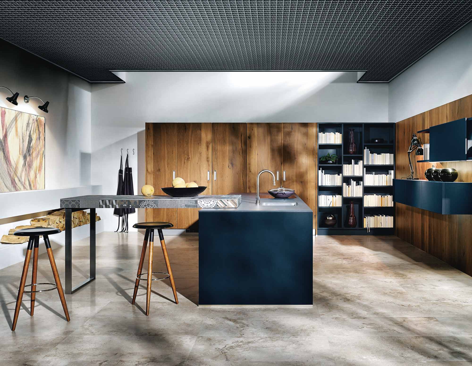 next125 Küche Glas-Front matt nx902 in blau - Home Company Möbel