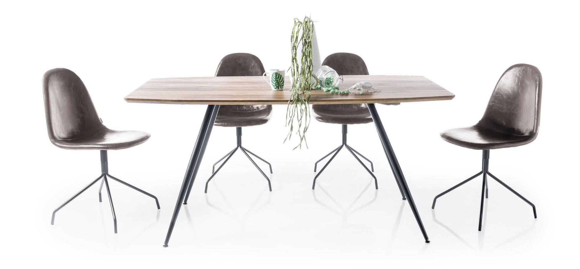 4-Fuß-Tisch MIOLO Platte Wildeiche Nachbildung - Home Company Möbel