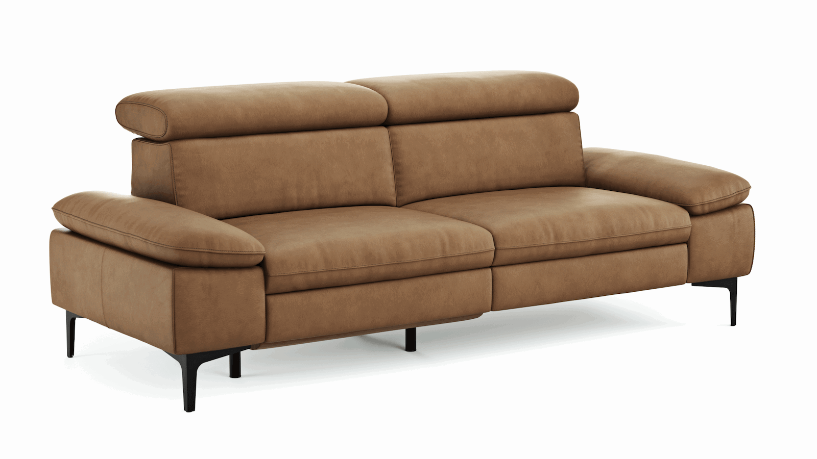 Braunes 3-Sitzer-Sofa Felipa mit Lederbezug und motorischer ...