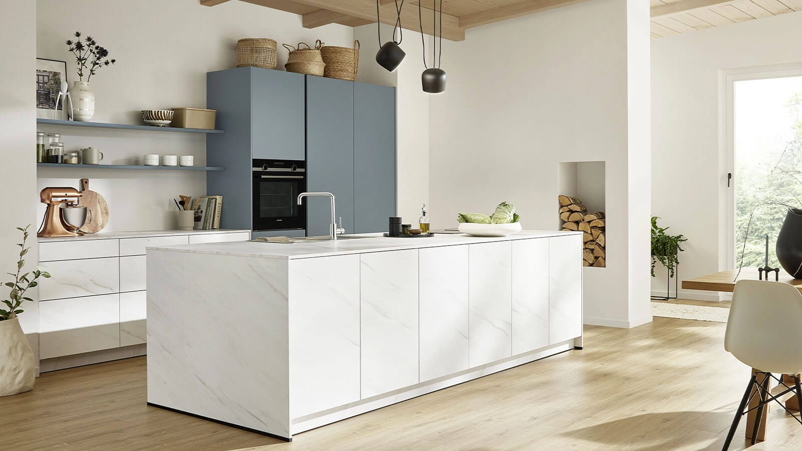 Contur 51.220 Inselküche in Stahlblau - Home Company Möbel