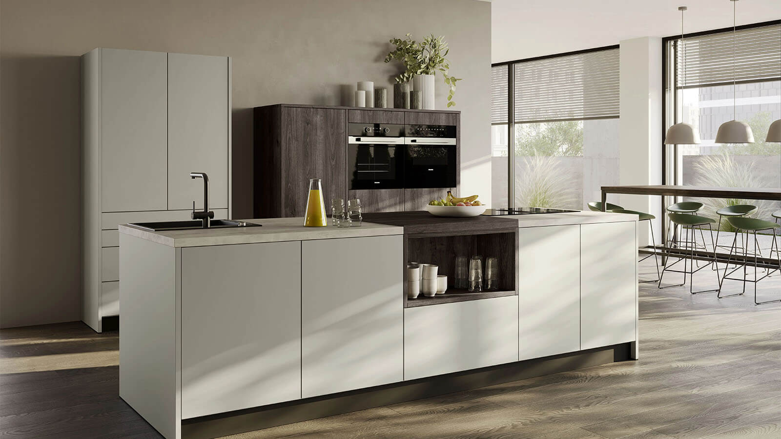 Contur 51.210 Inselküche in Kieselgrau - Home Company Möbel