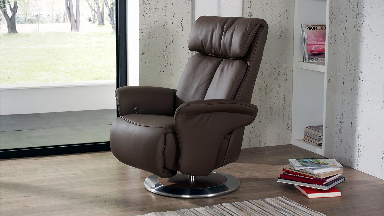 Fernsehsessel EM Gera – Leder & manuelle Relaxfunktion